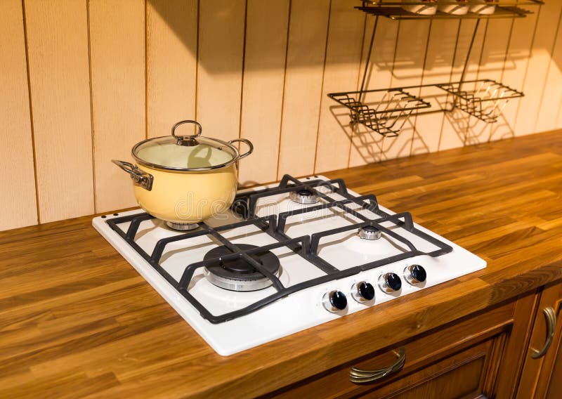 Pan on the stove stock photo. Image of blaze, home, design - 54466694