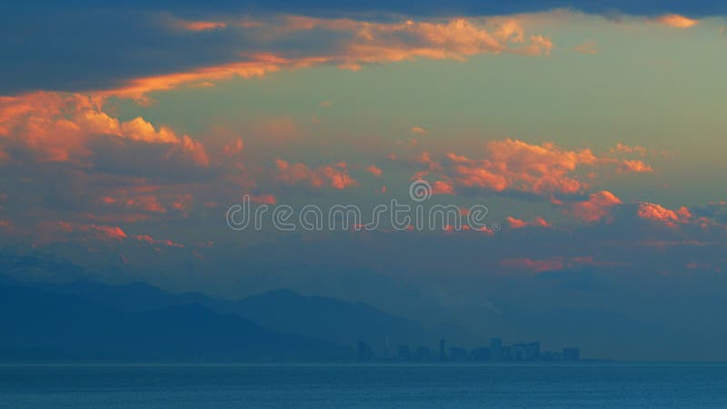 Sunset Sky Began To Change from Blue To Orange. Reflection of Sunlight ...