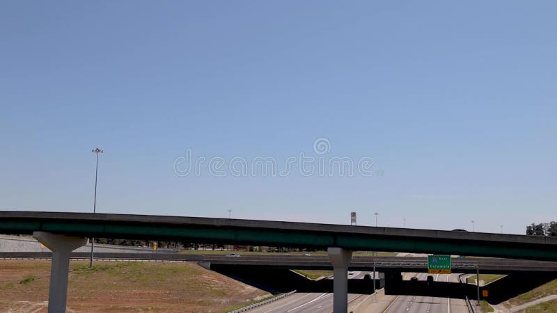 Pan of Traffic Multiple Bridge View at a Major Junction with Interstate ...