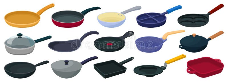 Pan Vector Cartoon Set Icon. Vector Illustration Griddle on White ...