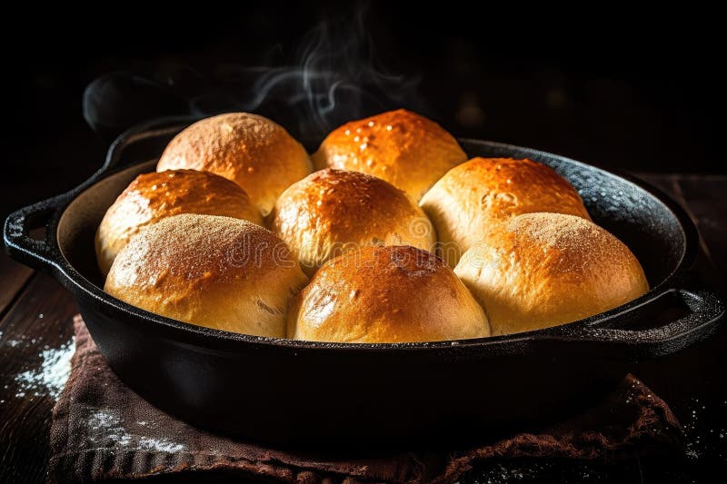 Pan of Warm, Crusty Bread Rolls with Enticing Aroma Stock Illustration ...