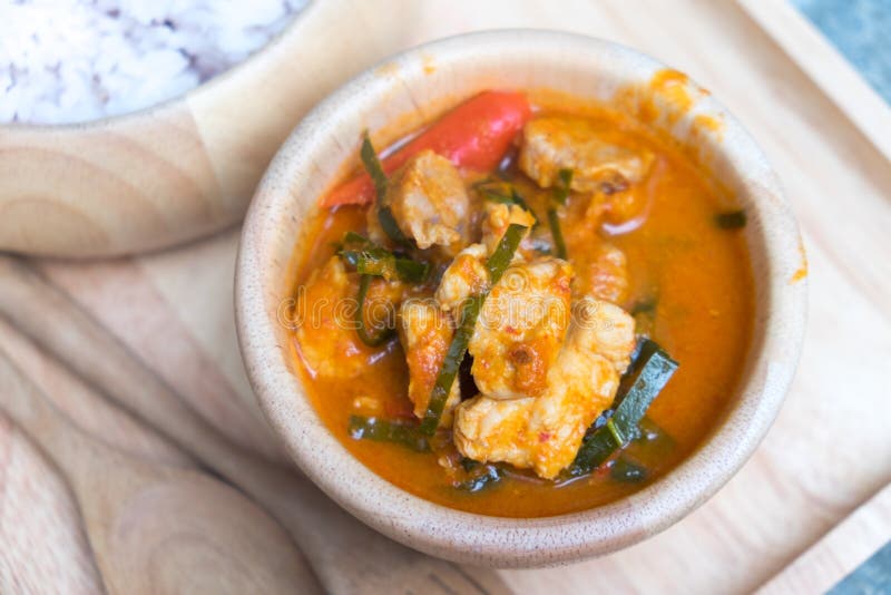 Panaeng Curry with Pork or Red Curry with Pork Stock Photo - Image of ...