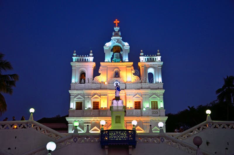 Panaji Church stock photo. Image of panjim, white, landmark - 68820440