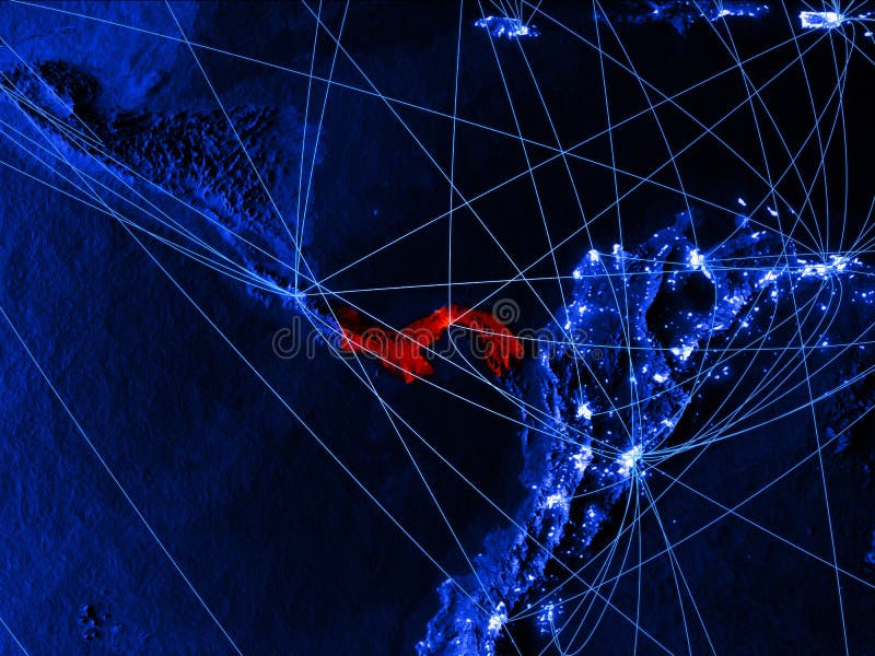 Panama on Blue Digital Map with Networks. Concept of International ...