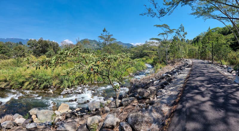 Panama, Boquete, Caldera Creek, Path Along the Shore Stock Photo ...