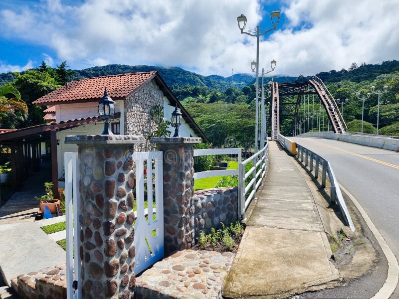 Panama, Boquete, Road and Pedestrian Path of the Panamonte Bridge ...