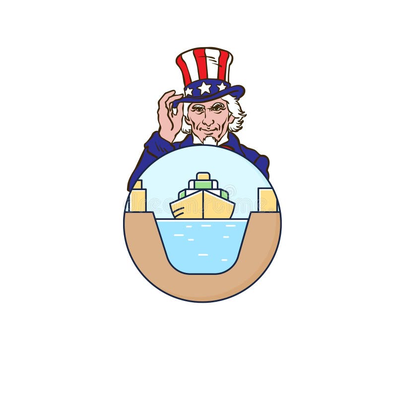 Panama Canal and America Uncle SAM Stock Illustration - Illustration of ...