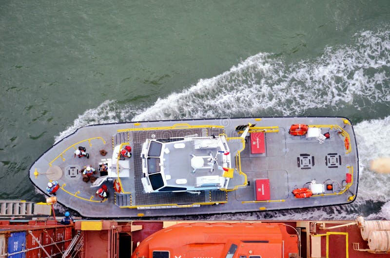 Panama Canal Crew Boarding Container Ship. Editorial Stock Photo ...