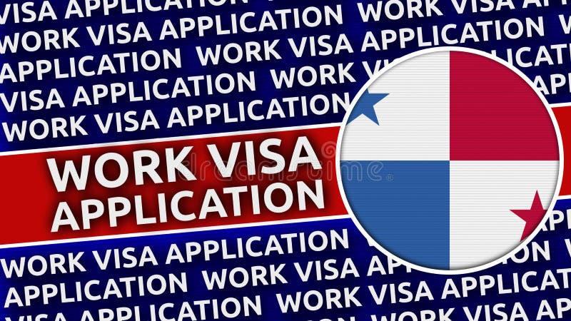 Panama Circular Flag with Work Visa Application Titles Stock ...