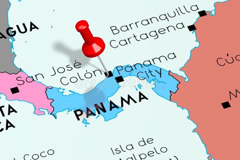Panama, Panama City - Capital City, Pinned on Political Map Stock ...