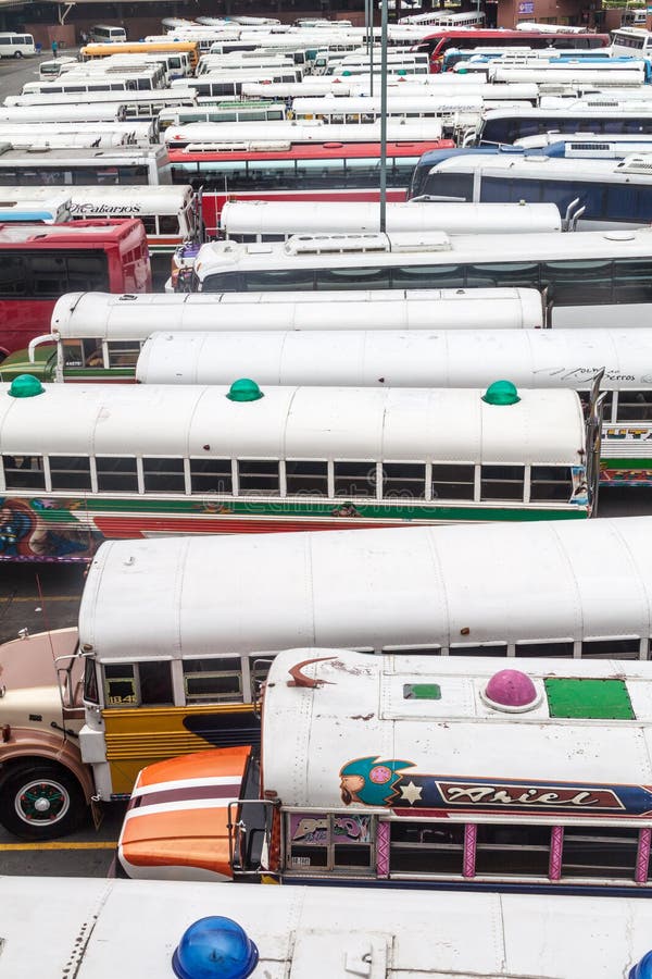 PANAMA CITY, PANAMA - MAY 30, 2016: Buses Wait at Albrook Bus Terminal ...