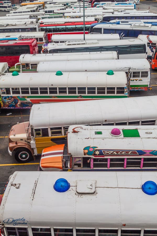 PANAMA CITY, PANAMA - MAY 30, 2016: Buses Wait at Albrook Bus Terminal ...