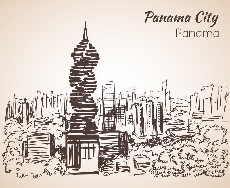 Panama City Sityscape Sketch. Panama. Stock Vector - Illustration of ...