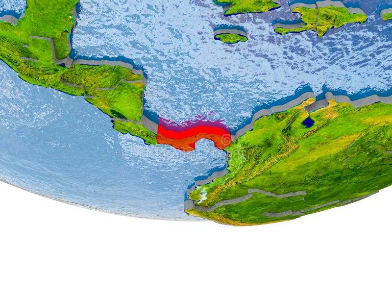 Panama in Red on Earth Model Stock Illustration - Illustration of ...