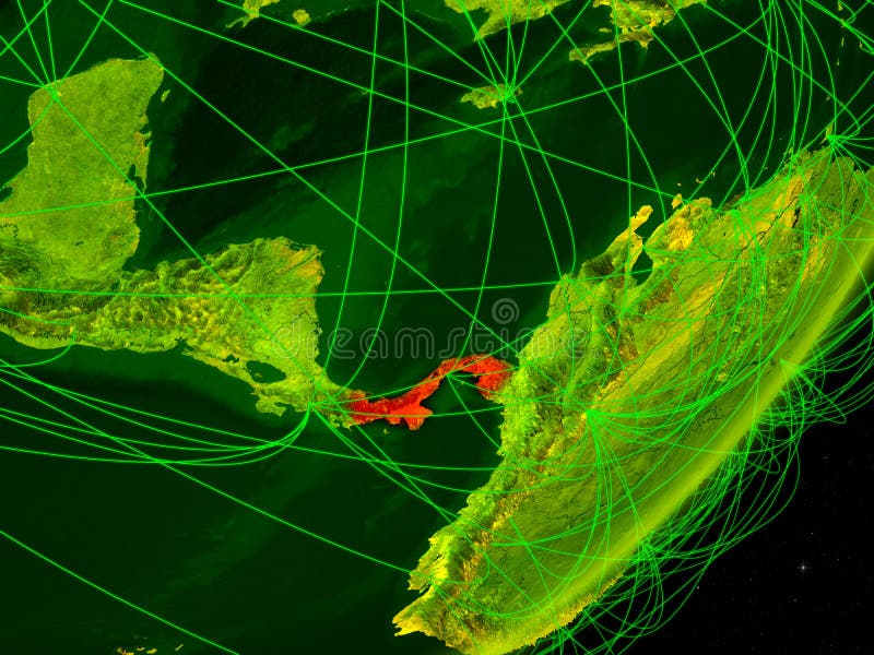 Panama Map on Digital Background Stock Illustration - Illustration of ...