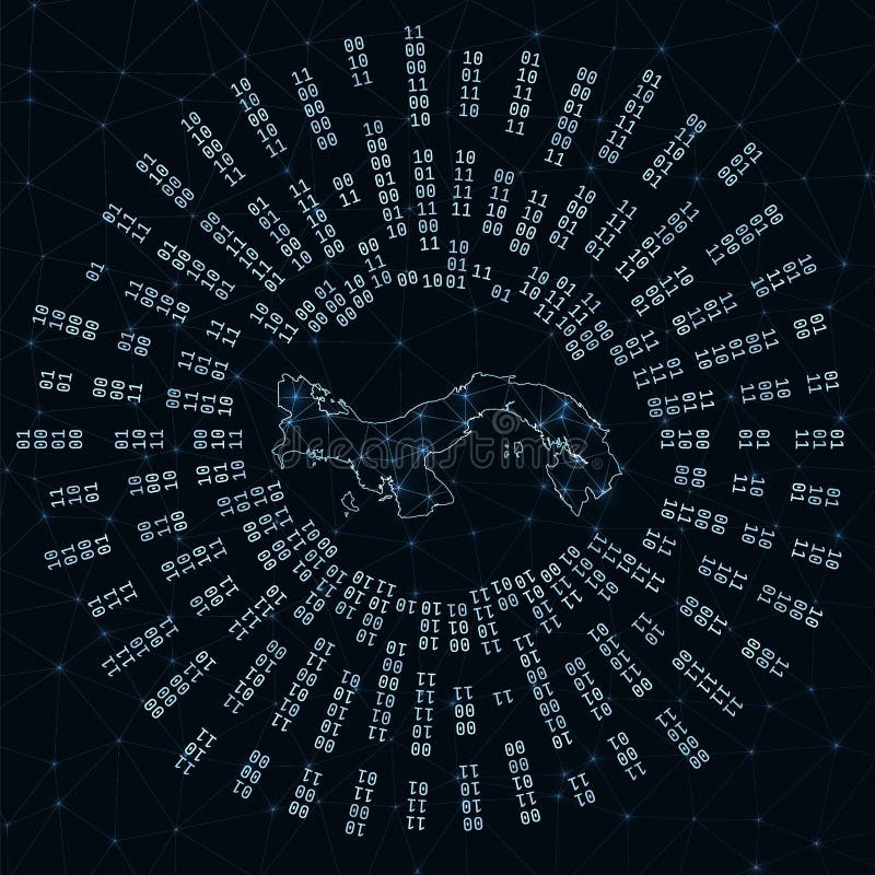 Panama Map on Digital Background Stock Illustration - Illustration of ...