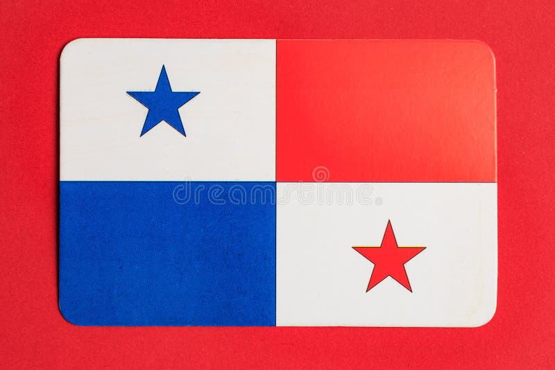 Panama Flag Close-up on Red Background Highlighting Stars and Colors ...