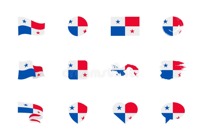 Panama Flag - Flat Collection. Flags of Different Shaped Twelve Flat ...