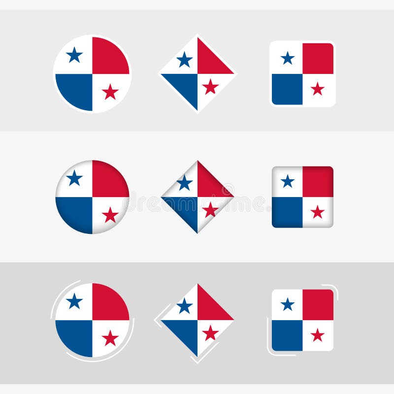 Panama Flag Icons Set, Vector Flag of Panama Stock Vector ...