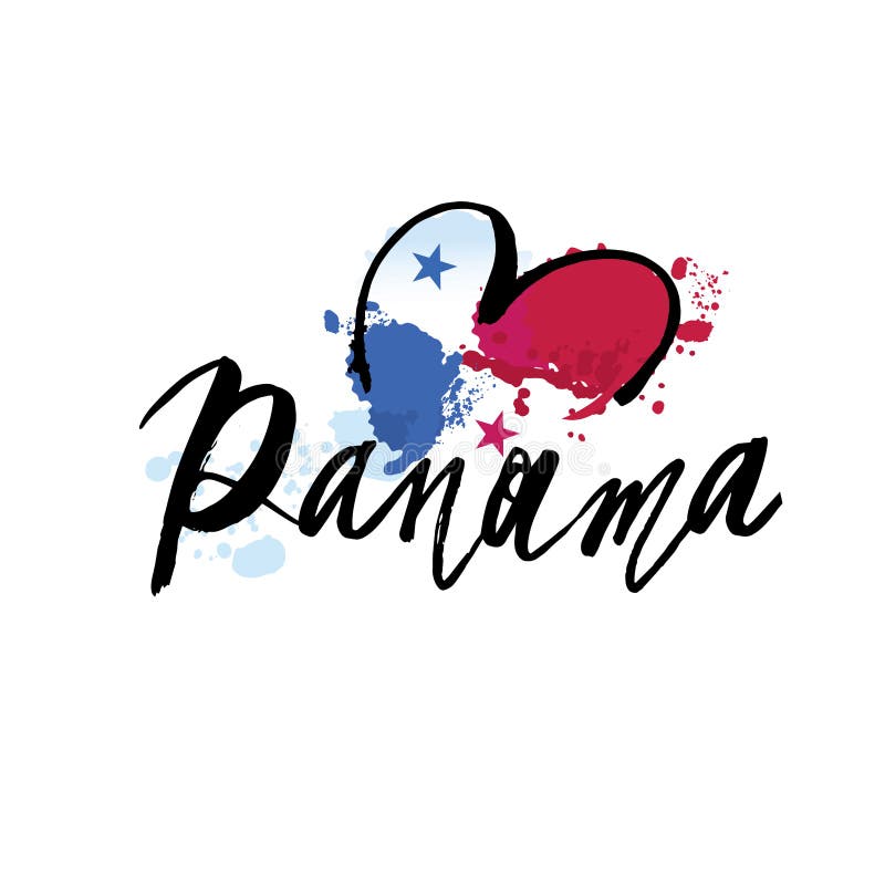 Panama Flag -logo-vector Illustration with Brush Lettering Stock Vector ...