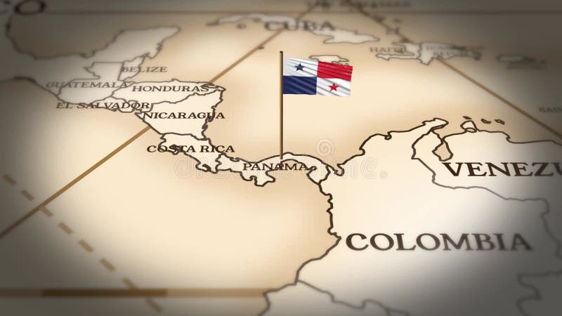Panama Flag Showing on World Map with 3D Rendering Stock Footage ...