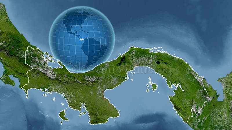 Panama - Satellite. Country and Globe, Composition Stock Illustration ...