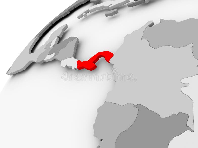 Panama on Grey Political Globe Stock Illustration - Illustration of ...