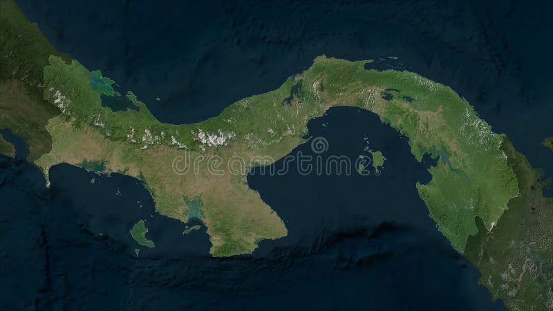 Panama Highlighted. High-res Satellite Stock Illustration ...