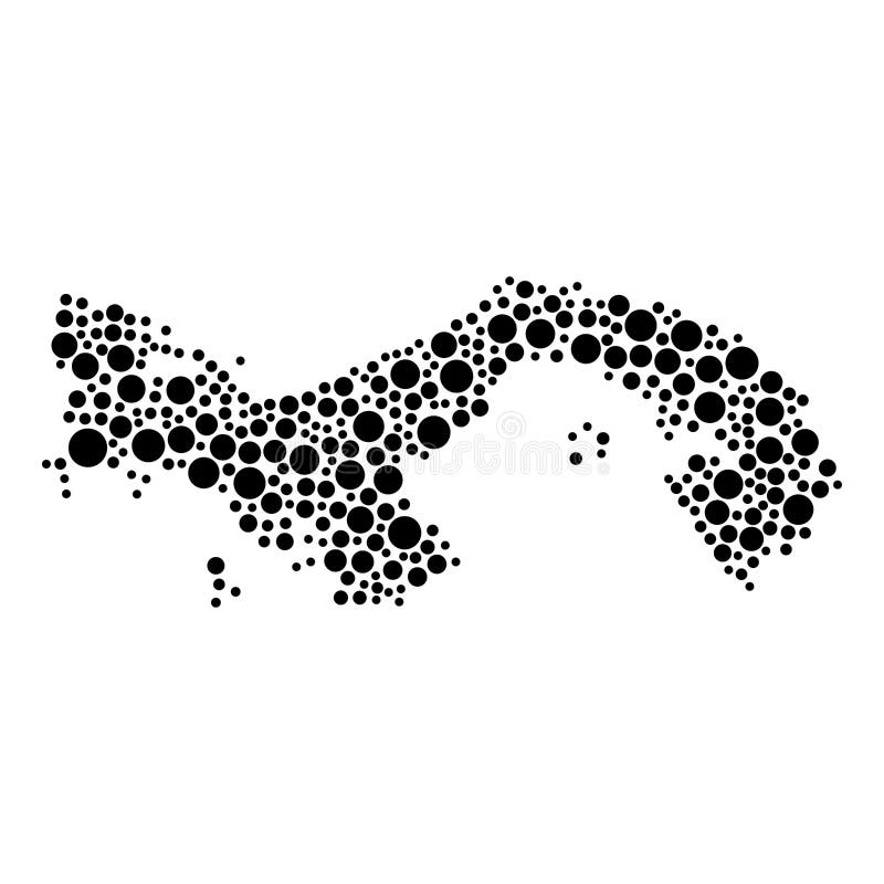 Panama Map from Black Circles of Different Diameters or Spots, Blotches ...