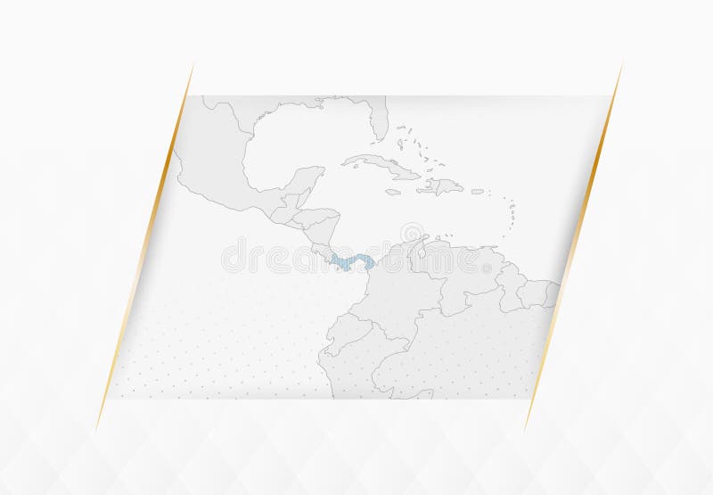 Panama Map in Blue with Gold Framed Accents. Modern Vector Map of ...