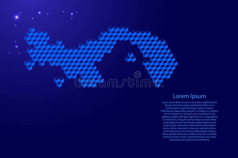 Panama Map from 3D Classic Blue Color Cubes Isometric Abstract Concept ...