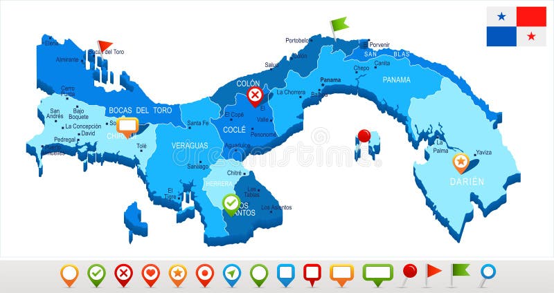Panama - Map and Flag - Detailed Vector Illustration Stock Illustration ...