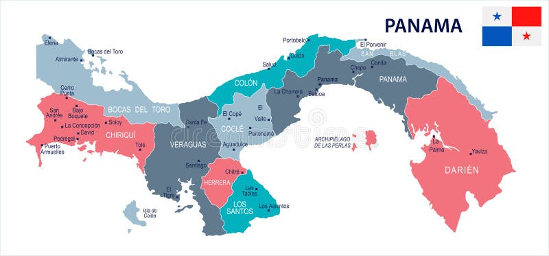 Panama - Map and Flag - Detailed Vector Illustration Stock Illustration ...