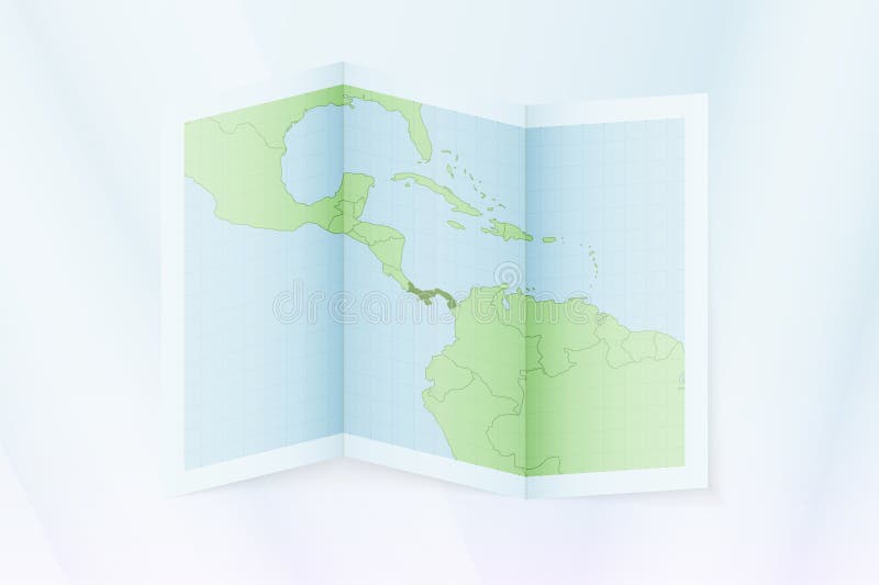 Panama Map, Folded Paper with Panama Map Stock Vector - Illustration of ...