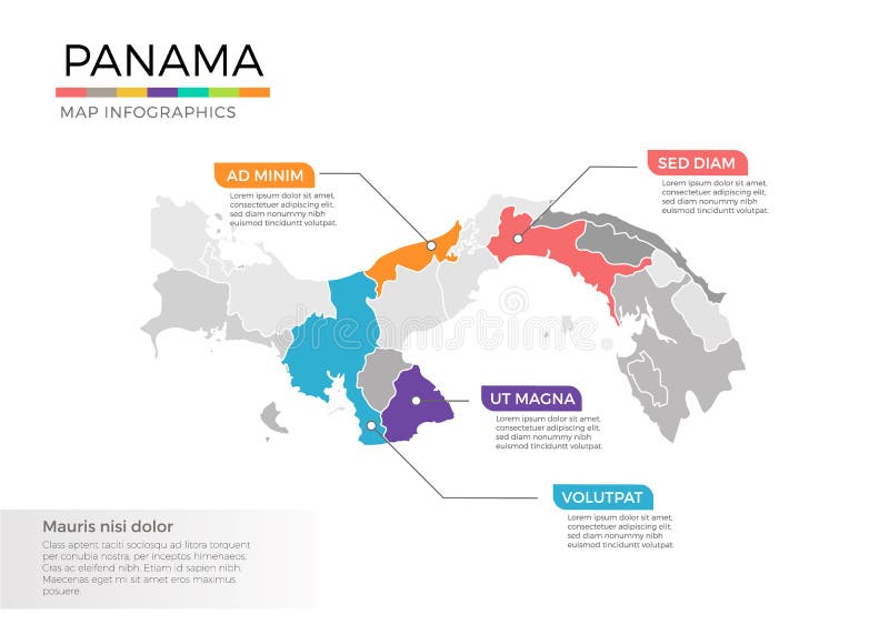 Panama Map Infographics Vector Template with Regions and Pointer Marks ...