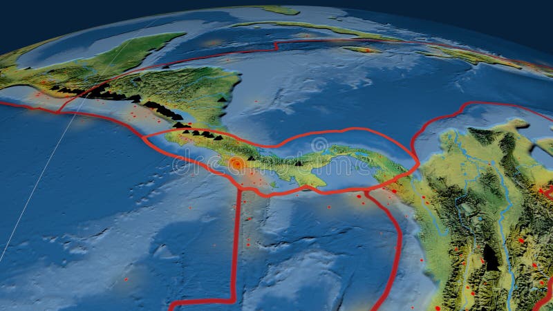 Panama Plate Outlined - Topographic Stock Illustration - Illustration ...