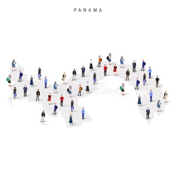 Panama Population Map. Large Group of People in a Shape of Panamanian ...