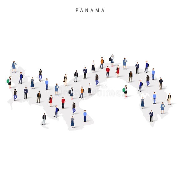 Panama Population Map. Large Group of People in a Shape of Panamanian ...