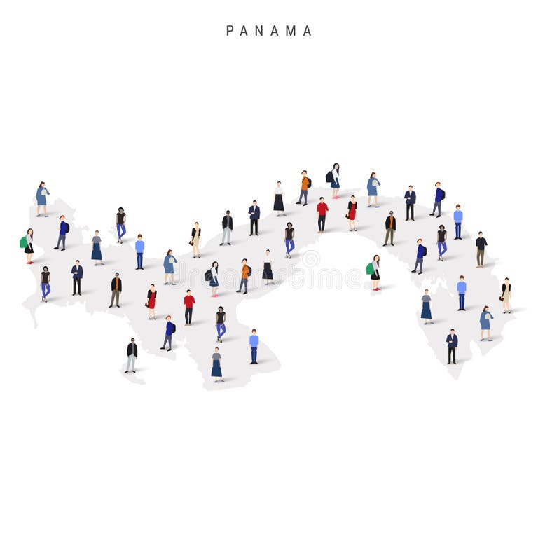 Panama Population Map. Large Group of People in a Shape of Panamanian ...