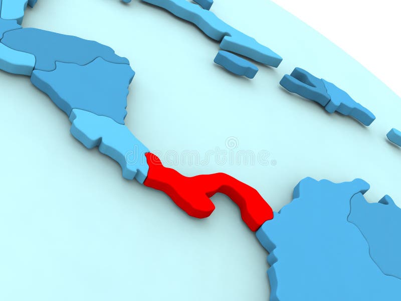 Panama in Red on Blue Globe Stock Illustration - Illustration of ...