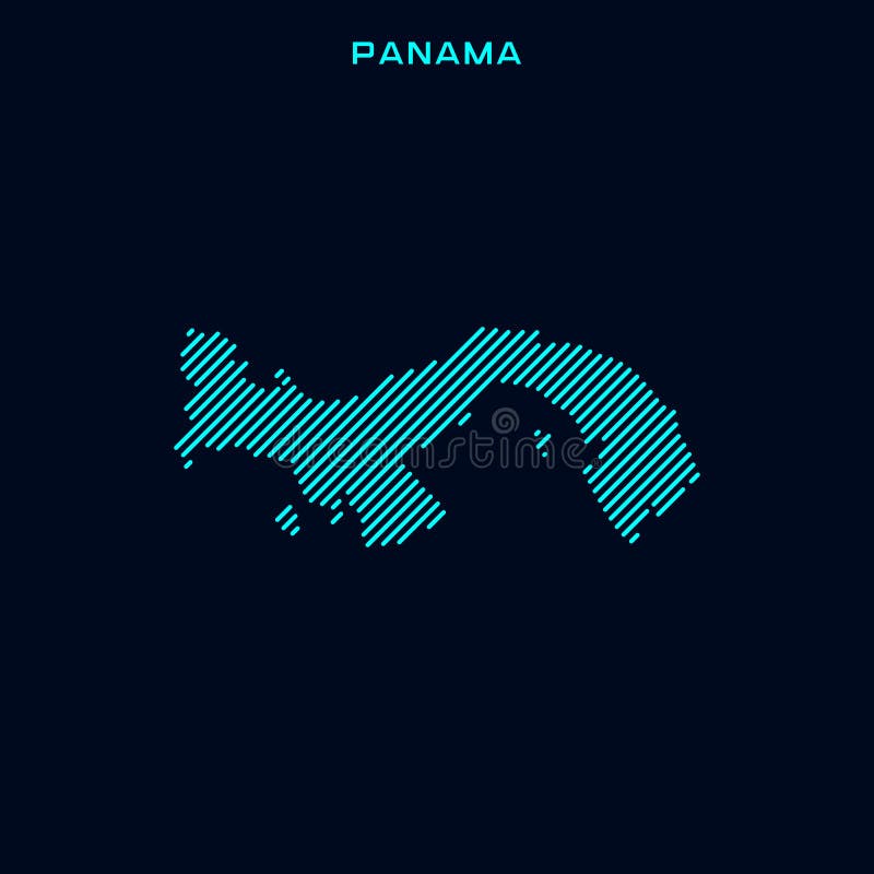 Panama Striped Map Vector Design Template with Blue Background. Stock ...