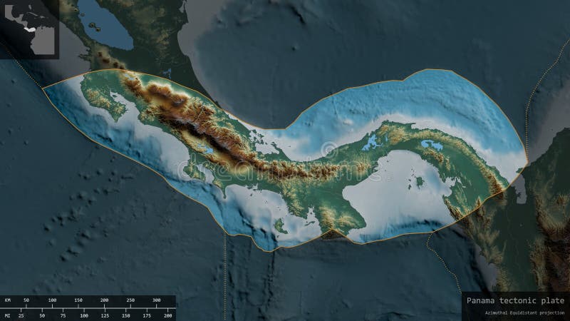 Panama Tectonic Plate - Raster. Grayscale Stock Illustration ...