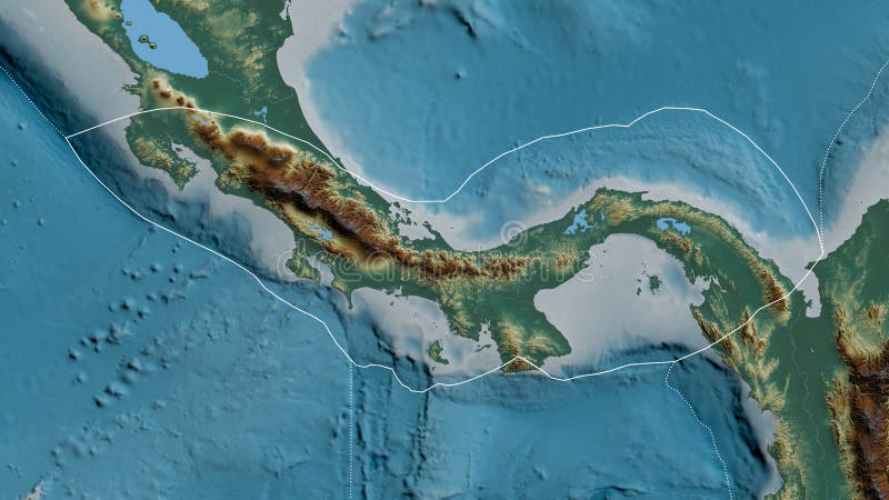 Panama Outlined Borders Relief Maps Free Elevation Azimuthal ...