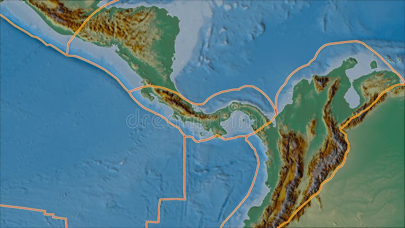 Panama Tectonic Plate. Relief. Borders First. Van Der Grinten ...