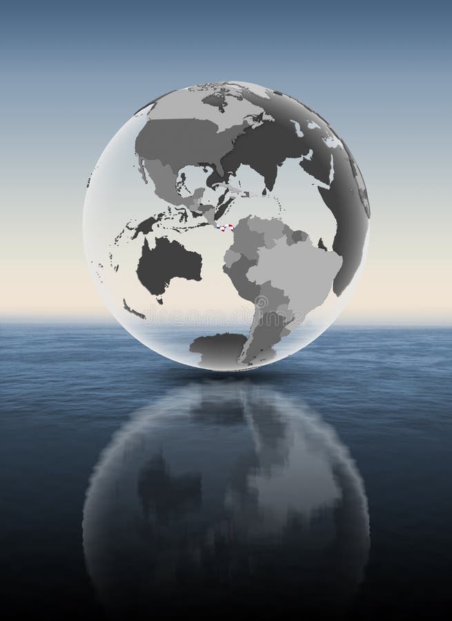 Panama on Translucent Globe Above Water Stock Illustration ...