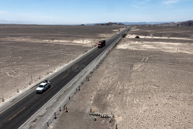Panamericana Highway Passing through Nazca Lines, Pe Stock Image ...