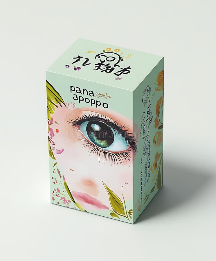 Panapooppo Product Packaging Box Featuring Eye and Floral Design Stock ...