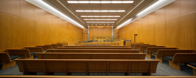 Panoramic View from the Back of a Courtroom Stock Photo - Image of ...