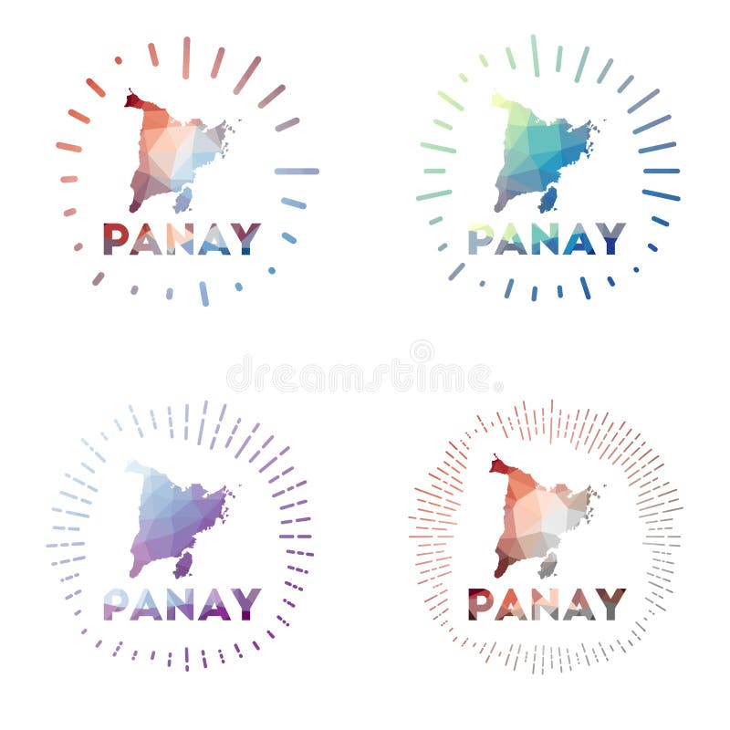 Panay Low Poly Sunburst Set. Stock Vector - Illustration of island ...