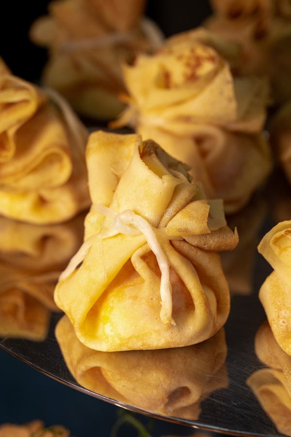 Pancake Bag with Filling Snack at the Buffet Stock Image - Image of ...